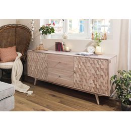 Sideboard Akazie 180x42x75 wei&szlig; lackiert MOSAYK #200