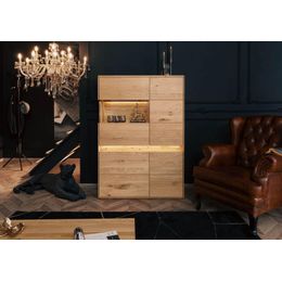 Highboard Wildeiche inkl. LED 103x43,5x152 natur ge&ouml;lt CARDIFF #121