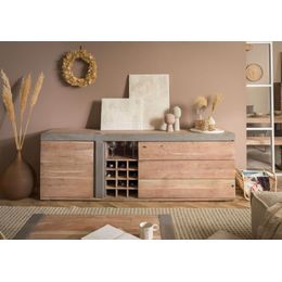 Sideboard Akazie 215x45x75 beige lackiert Amsterdam #129