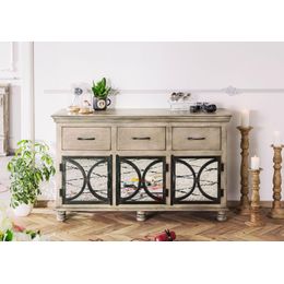 Sideboard Mango 150x45x92 grau lackiert HERMITAGE #014