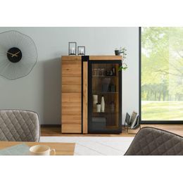 Highboard Eiche 110x45x144 natur ge&ouml;lt ROTTERDAM #100