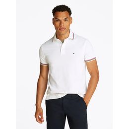 Poloshirt Tommy Hilfiger "TIPPED SLIM FIT POLO", Herren, Gr. S, wei&szlig;, Jersey, Obermaterial: 96% Baumwolle, 4% Elasthan, slim fit, Shirts, mit Kontrast-Details