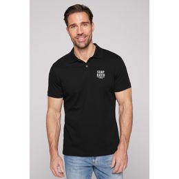 Poloshirt CAMP DAVID, Herren, Gr. XL, schwarz, Web, Obermaterial: 95% Baumwolle, 5% Elasthan, bestickt, unifarben, bequem h&uuml;ftbedeckend, Rundhals, B&uuml;ndchen, Shirts, mit kleiner Logo-Stickerei auf Brusth&ouml;he