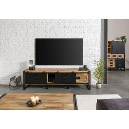 TV-Board Mango 200x45x55 natur klar lackiert / Metall schwarz BLACKBURN #101