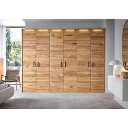 Kleiderschrank 6-t&uuml;rig Wildeiche 289x60x219 natur ge&ouml;lt HALMSTAD #102