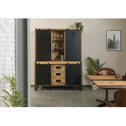 Buffet Mango 150x55x200 natur lackiert / Metall schwarz BLACKBURN #106