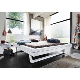 Balkenbett Fichte 160x200x87 wei&szlig; lackiert VANCOUVER #710