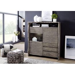 Highboard Akazie 131x45x147 grau lackiert PURE ACACIA #903