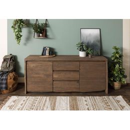 Sideboard Mango 185x48x80 braun ge&ouml;lt / sandgestrahlt PURE MANGO #115