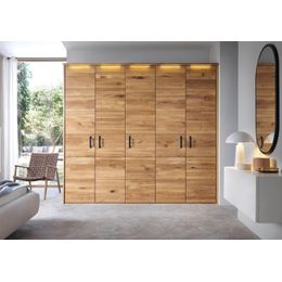 Kleiderschrank 5-t&uuml;rig Wildeiche 242x60x219 natur ge&ouml;lt HALMSTAD #100