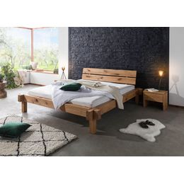Balkenbett Zerreiche 200x200 natur ge&ouml;lt JANGALI #723