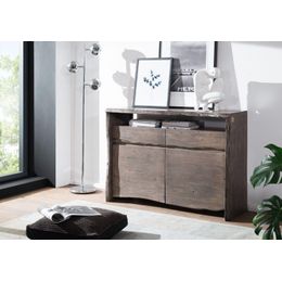 Sideboard Akazie 131x45x96 grau lackiert PURE ACACIA #401