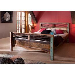 Bett Altholz 166x215x100 mehrfarbig lackiert NATURE OF SPIRIT #46