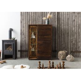 WOLF M&Ouml;BEL Highboard Akazie 100x40x150 dunkelbraun lackiert BARK #206