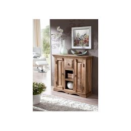 Sideboard Sheesham 87x32x85 grau ge&ouml;lt LEEDS #45