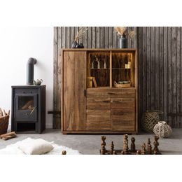 WOLF M&Ouml;BEL Highboard Akazie 140x40x150 natur lackiert BARK #115