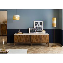 Sideboard Mango 185x45x65 braun ge&ouml;lt / echter Marmor LOS ANGELES #07
