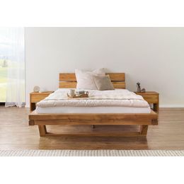 Bett Eiche 200x200x87 natur ge&ouml;lt BREGENZ #104