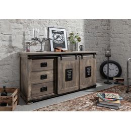Sideboard Mango 150x45x80 grau lackiert RAILWAY #200