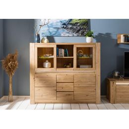 Highboard Wildeiche 163x40x142 beige ge&ouml;lt KENT #205