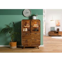Highboard Sheesham 90x40x140 hellbraun lackiert MAILAND #120