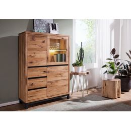 Highboard Wildeiche 103x40x148 natur ge&ouml;lt VILLANDERS #106