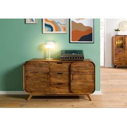 Sideboard Sheesham 134x40x75 hellbraun lackiert MAILAND #101