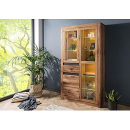Vitrine Wild-/ Zerreiche 110x42x200 tabacco brown ge&ouml;lt MONTREUX #318
