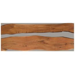 Esstisch Akazie mit Epoxidharz 260x100x76 natur lackiert / Epoxid grau gerade Kante EPOXY Unikat #1