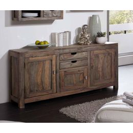 Sideboard Sheesham 160x42x75 grau ge&ouml;lt NATURE GREY #89