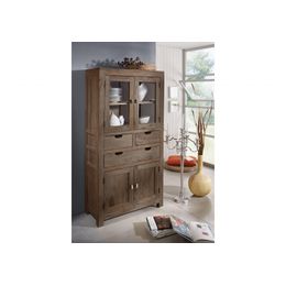 Schrank Sheesham 90x40x180 grau ge&ouml;lt NATURE GREY #61