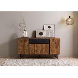 WOLF M&Ouml;BEL Sideboard Sheesham 155x40x77 natur unbehandelt LICHTENBERG #115