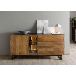 Sideboard Mango / Altholz 173x47x81 schwarz / natur lackiert DAVIS #20