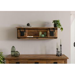 Wandregal Mango / Altholz 130x25x35 natur lackiert RAILWAY LUX #152