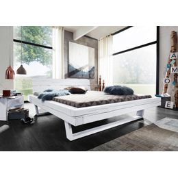 Balkenbett Fichte 180x200x87 wei&szlig; lackiert VANCOUVER #711