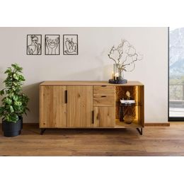 Sideboard Wildeiche 160x43x79 natur ge&ouml;lt LINDAU #08