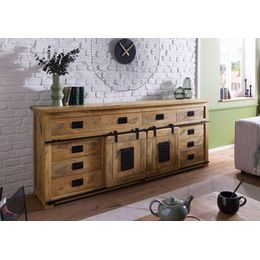 Sideboard Mango 220x45x90 natur lackiert RAILWAY #192