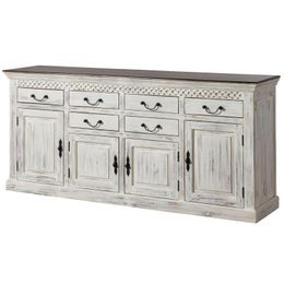 Sideboard Mango / Akazie 200x45x90 wei&szlig; gewachst CASTLE-ANTIK #108