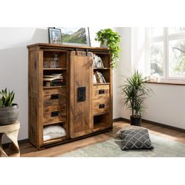 Highboard Mango 142x45x147 natur lackiert RAILWAY #162