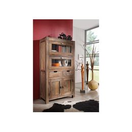 Highboard Sheesham 80x40x148 grau ge&ouml;lt NATURE GREY #60