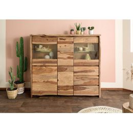 Highboard Sheesham 166x48x145 natur lackiert / sandgestrahlt PURE SHEESHAM #200
