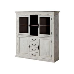 Highboard Mango / Akazie 150x45x160 wei&szlig; gewachst CASTLE-ANTIK #105