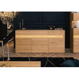 Sideboard Wildeiche inkl. LED 183,5x43,5x86 natur ge&ouml;lt CARDIFF #130