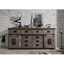 Sideboard Mango 200x45x90 grau lackiert RAILWAY #222