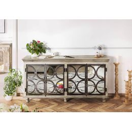 Sideboard Mango 183x46x92 grau lackiert HERMITAGE #010