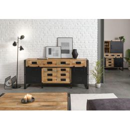 Sideboard Mango 195x45x90 natur klar lackiert / Metall schwarz BLACKBURN #109