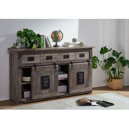 Sideboard Mango 150x45x90 grau lackiert RAILWAY #220