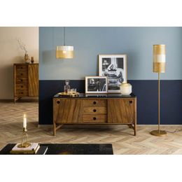 Sideboard Mango 140x45x65 braun ge&ouml;lt / dunkler Granit LOS ANGELES #108