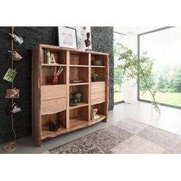 B&uuml;cherregal Akazie 142x45x147 natur lackiert PURE ACACIA #112