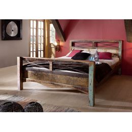 Bett Altholz 146x215x100 mehrfarbig lackiert NATURE OF SPIRIT #45
